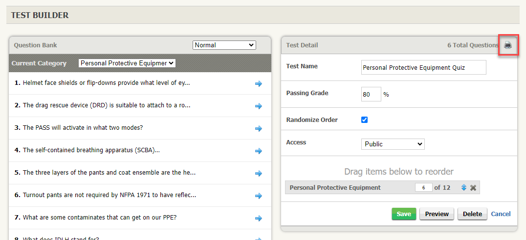 How do I print a custom test?