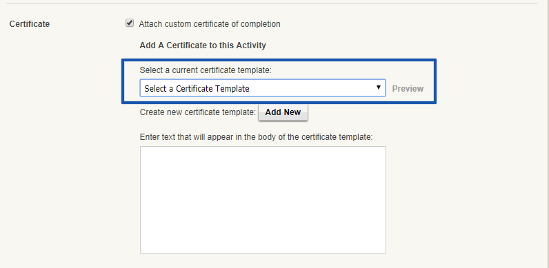 How do I attach a custom certificate to an activity?