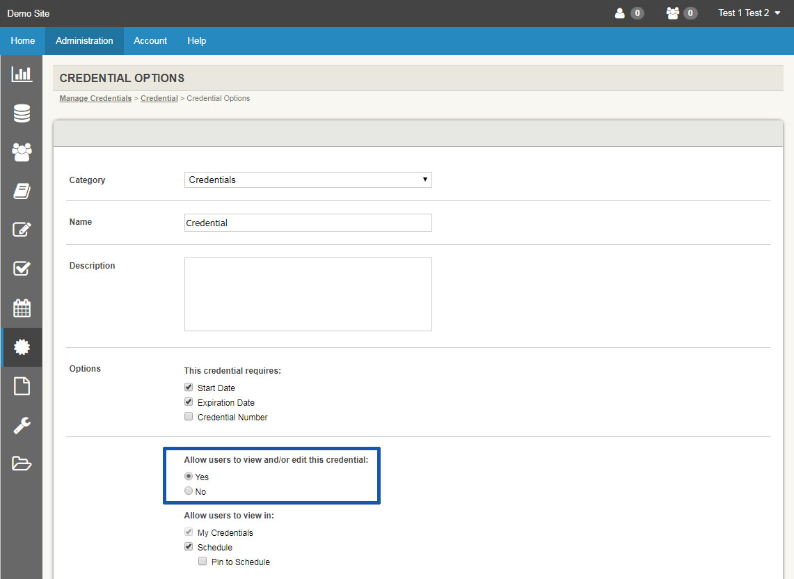 How do I hide a credential from my users?