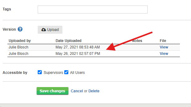 File Center- Updating Versions of Files