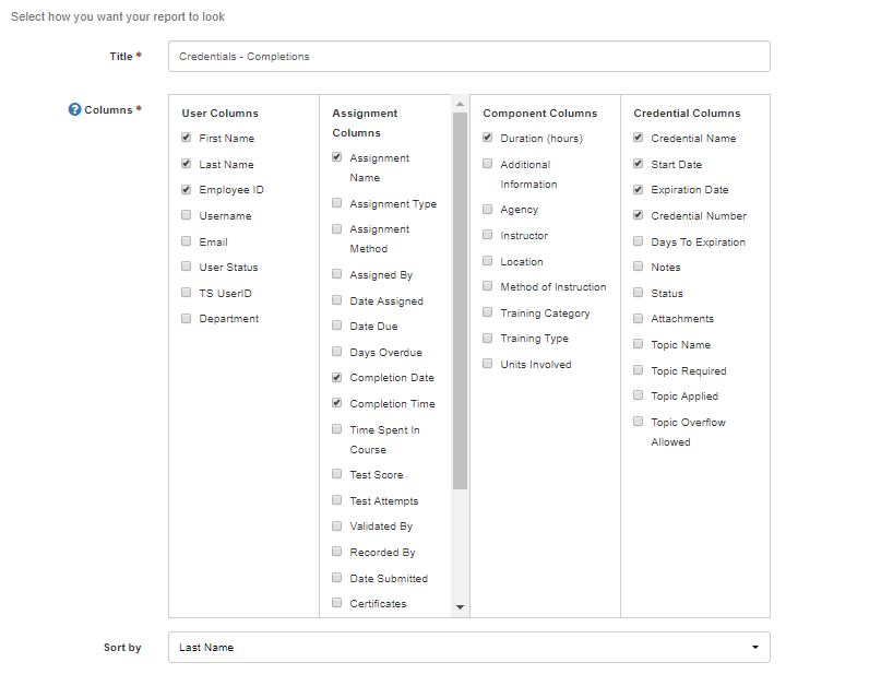 Credentials - Completions Report
