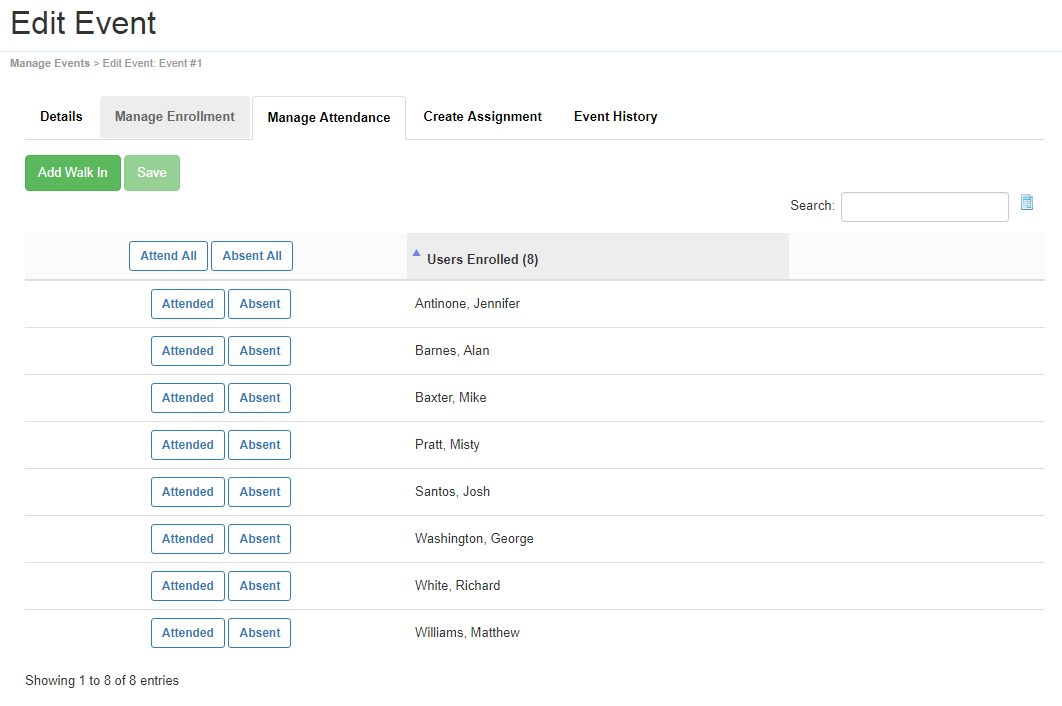Managing Event Attendance