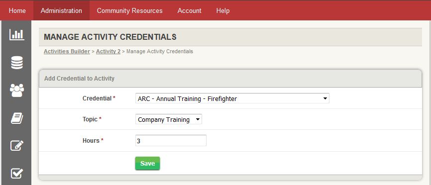 Add an Activity to a Credential from Activities Builder