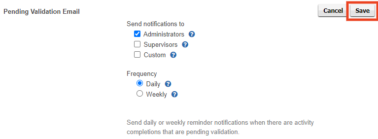 Pending Validation Notifications