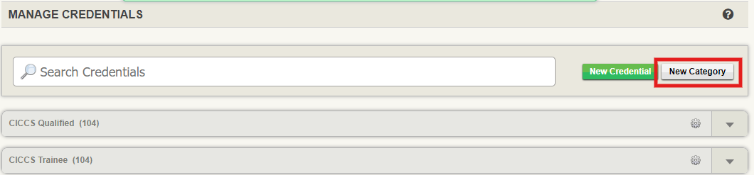 Creating a New Credential Category
