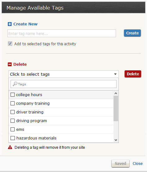 Manage Available Tags