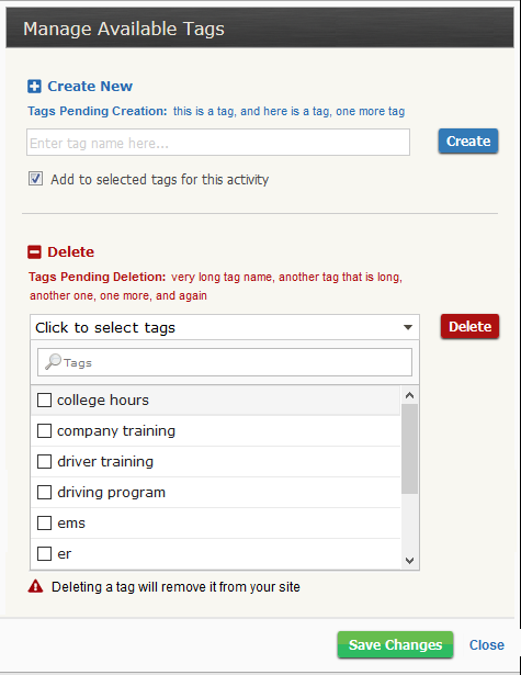 Manage Available Tags