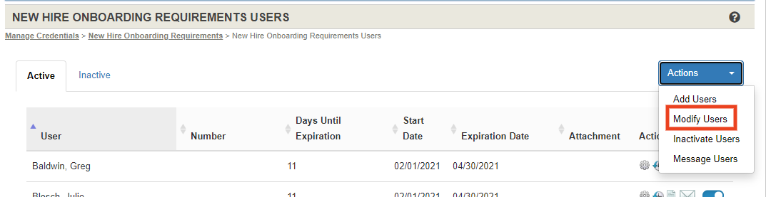 How do I update Credential Start and Expiration dates in mass?