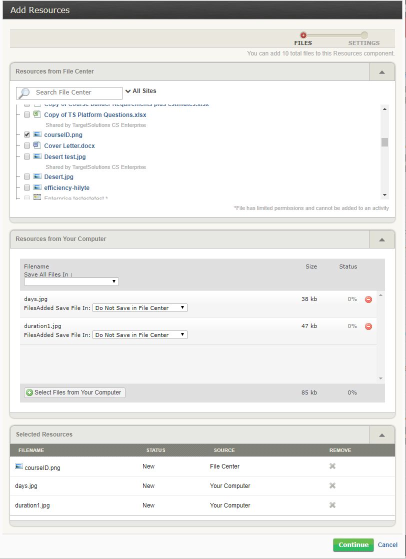 Adding Files to an Activity