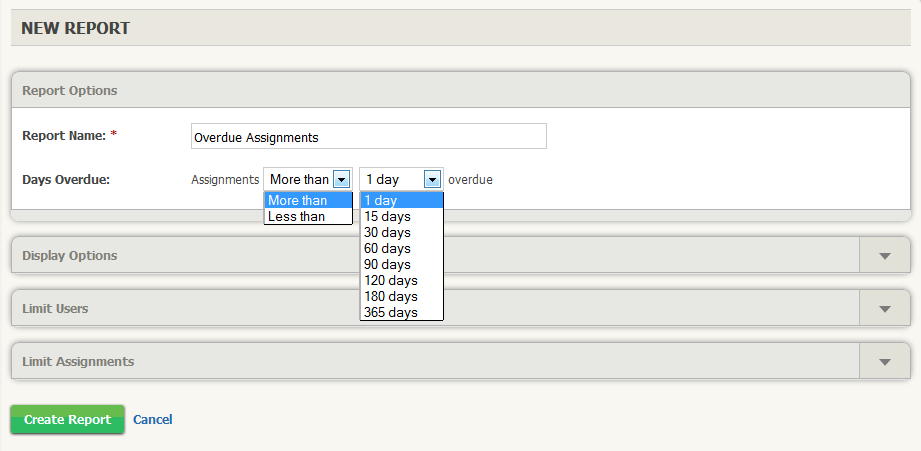 Overdue Assignment Report and Report Changes