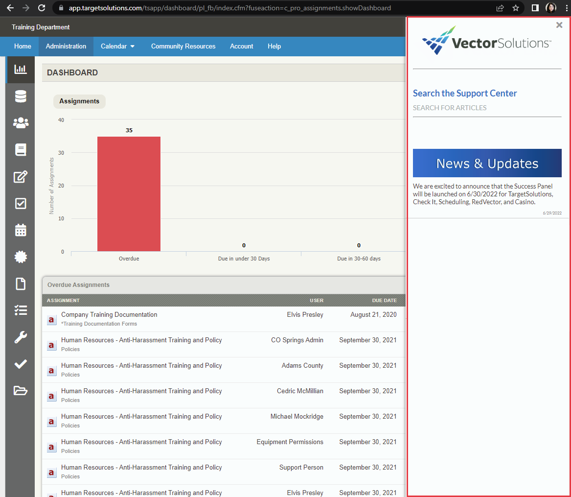 Introducing Vector Solutions Success Panel for TargetSolutions