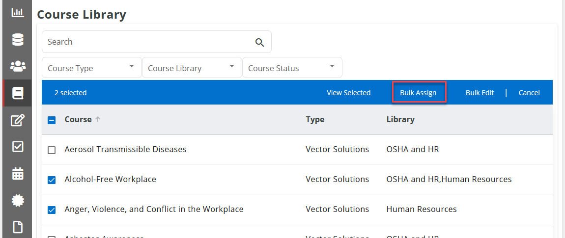 Preview and Assign Courses from the Course Library