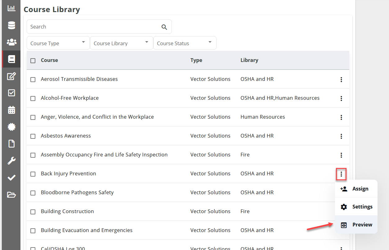 Preview and Assign Courses from the Course Library