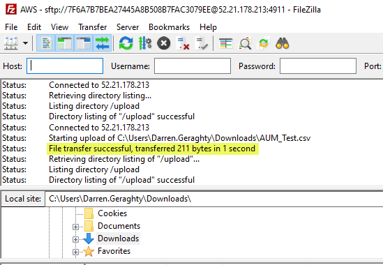 Uploading User Files Using FileZilla