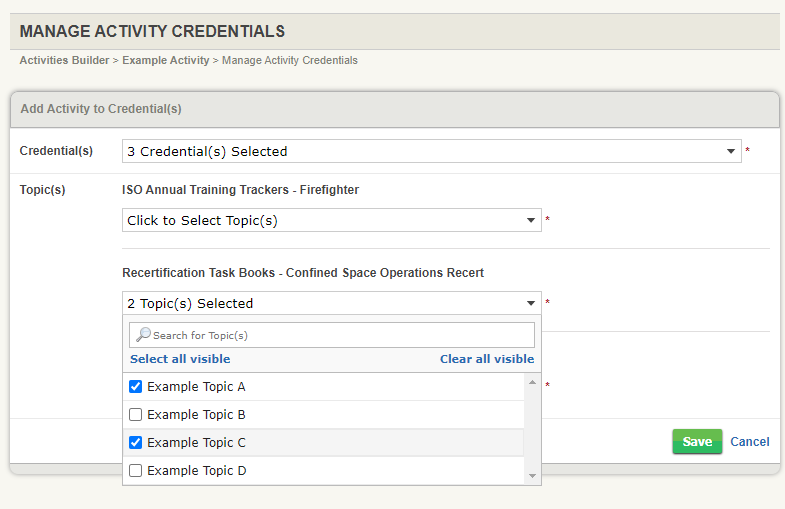 Add an Activity to a Credential from Activities Builder