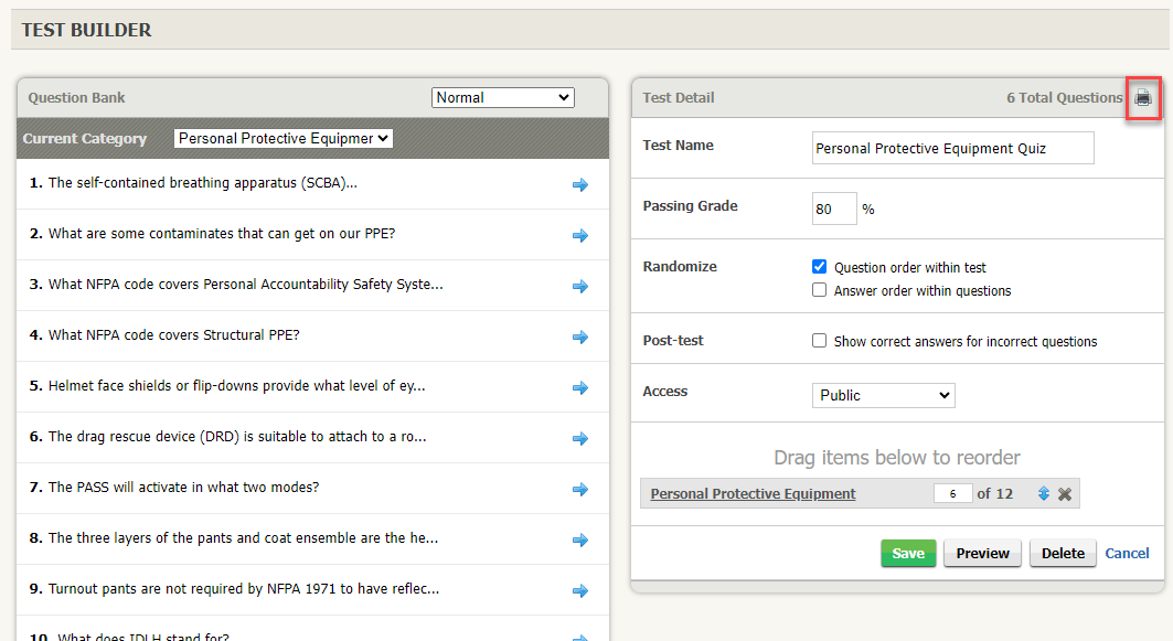 How do I print a custom test?