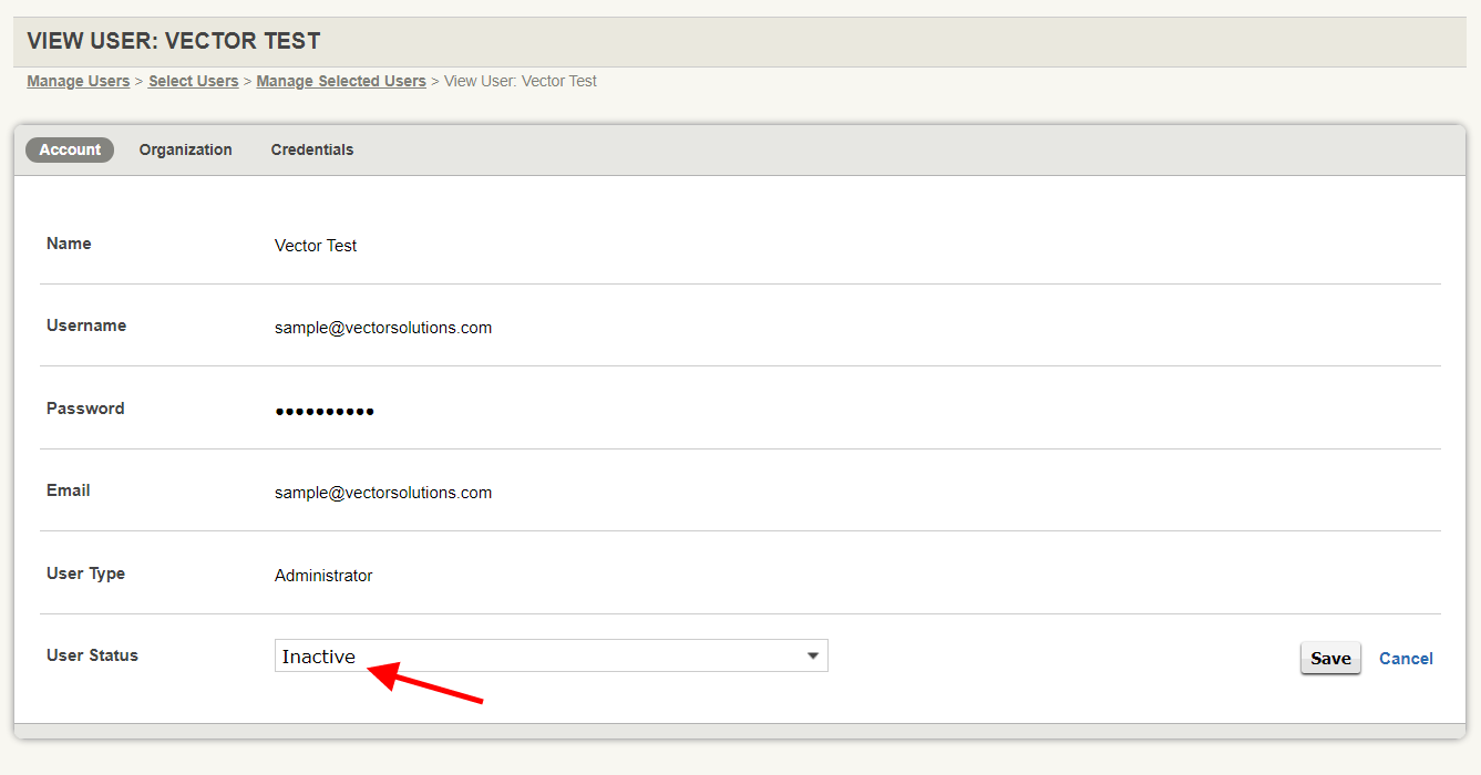Inactivating or Deleting a User