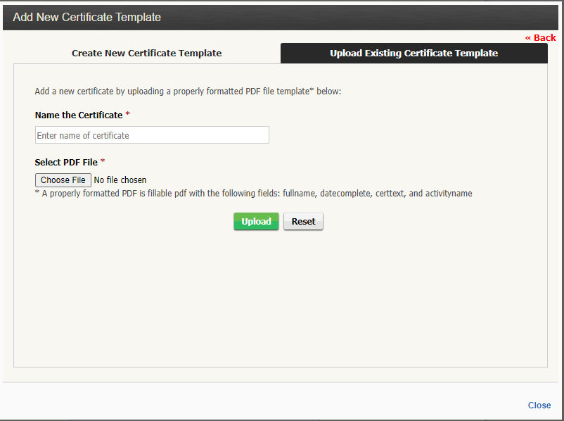 Adding Custom Certificates to Activities in TargetSolutions